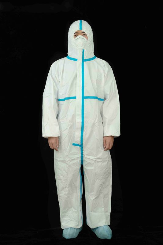 Anti-Static Type4/5/6 Blue Striped MP Disposable Chemical Coverall With ...