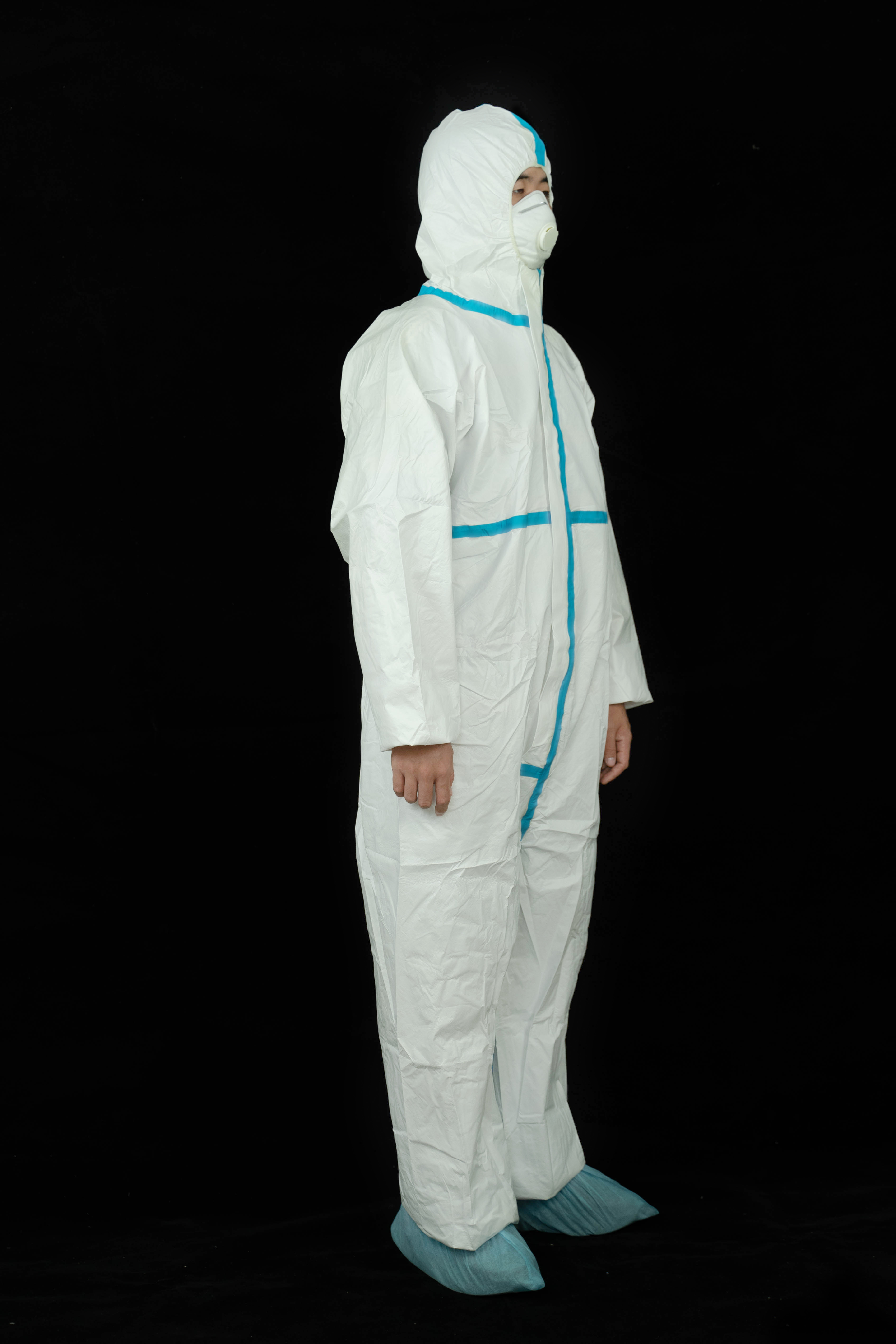 Type4B/5B/6B Blue Tape MP Disposable Protective Coverall With Hood ...