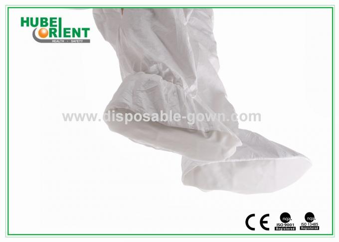 White Slip Resistant Tyvek Disposable Shoe Covers Booties With PVC Sole ...