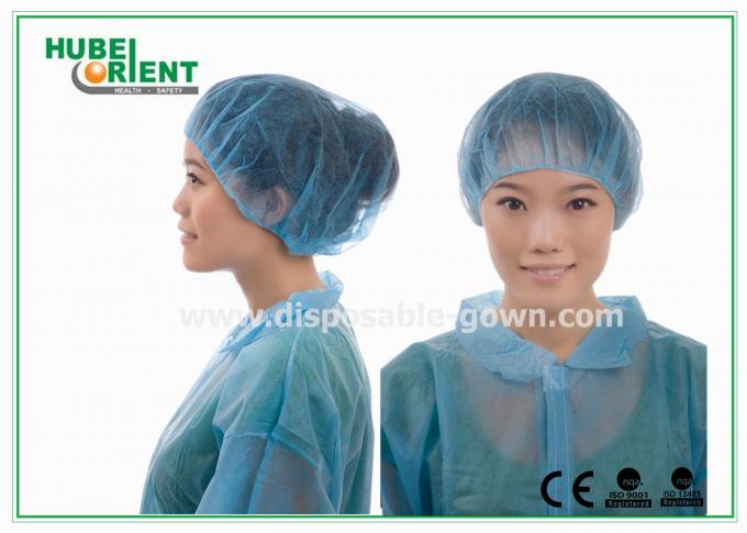 12gsm Disposable Nonwoven Bouffant Cap 21 Inch in White Red