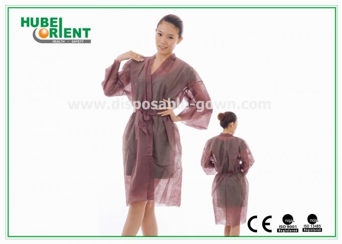 Disposable Spa Robes Nonwoven Material Made PP Kimono , Black / Purple
